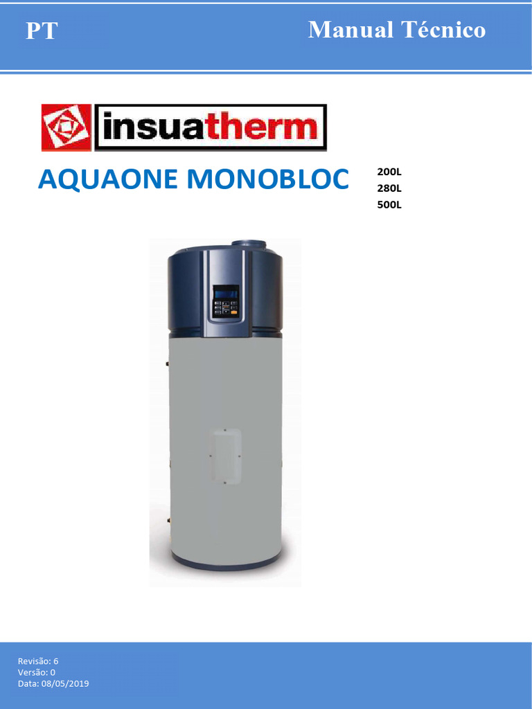 Manual Técnico AquaOne Monobloc 200L | PDF | Calor | Temperatura