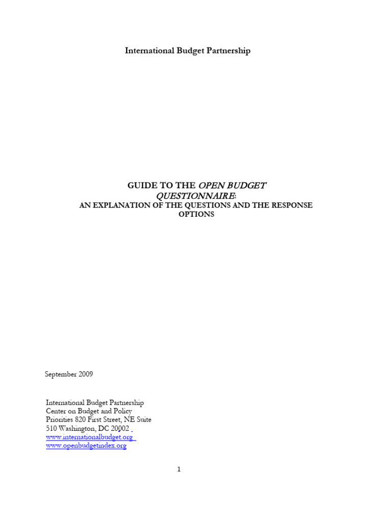 2010 Questionnaire Guidelines en (1) | PDF | Budget | Questionnaire