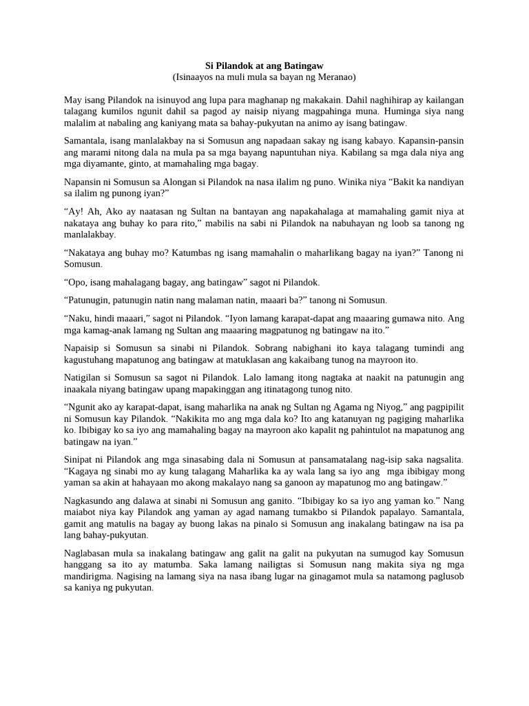 Si Pilandok at Ang Batingaw | PDF