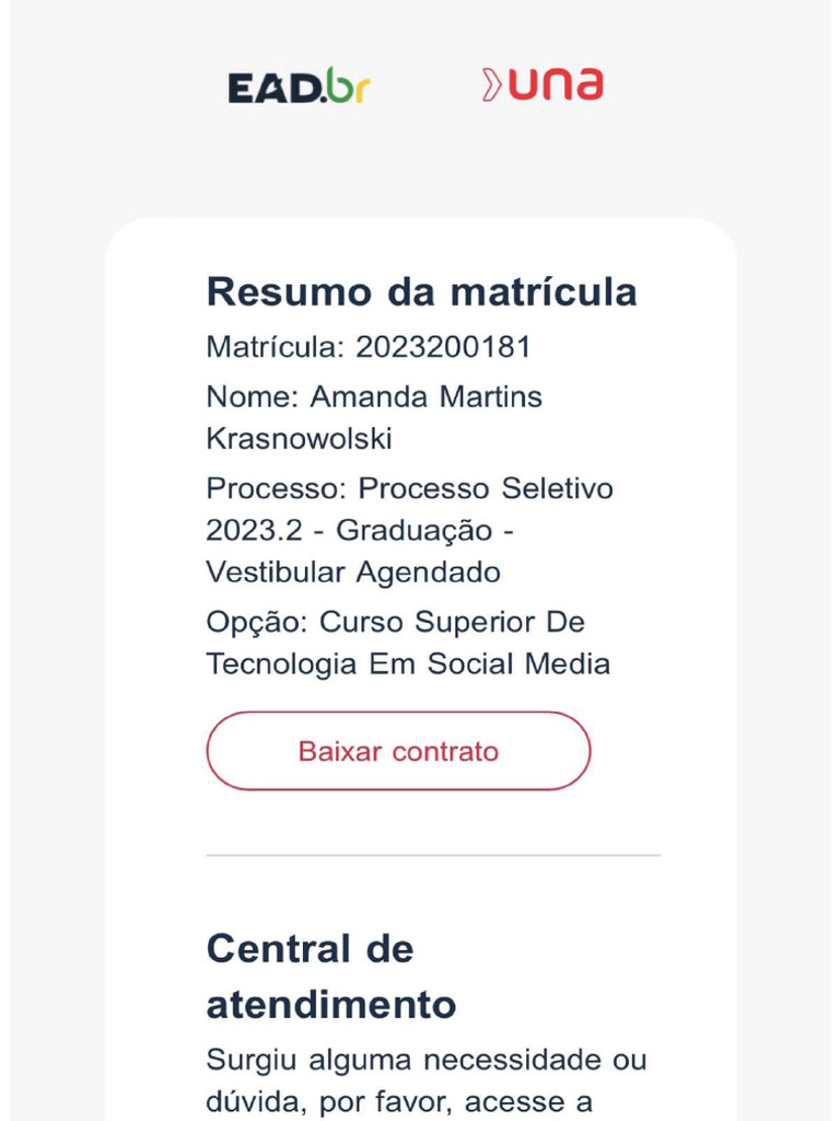 Comprovante de Matrícula | PDF