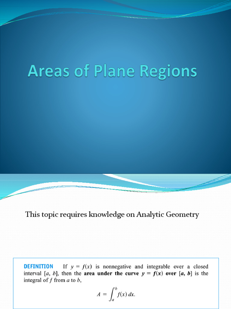 Area Of Plane Region Pdf Area Cartesian Coordinate System