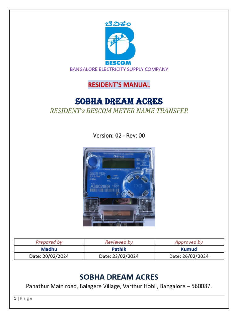 SOP for BESCOM meter Name transfer-SDA - 20240306 | PDF | Deed | Banks