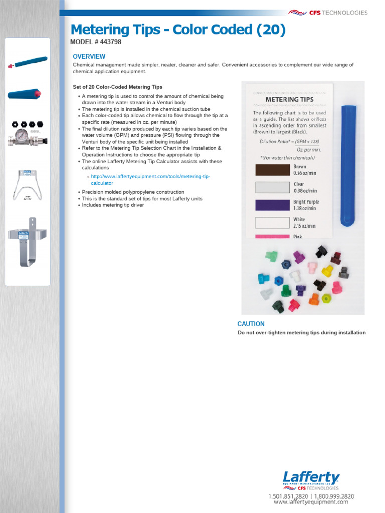 Color-Coded Metering Tips Set of 20 | PDF | Chemical Engineering | Gases