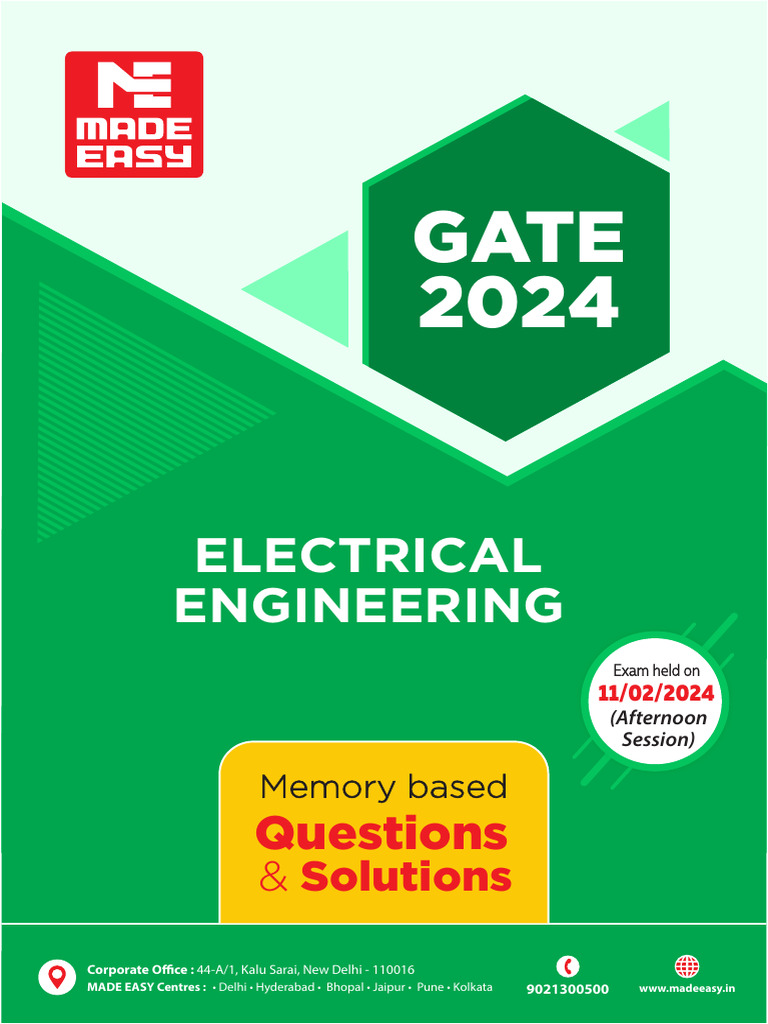GATE 2024 EE Memory-Based Paper | PDF