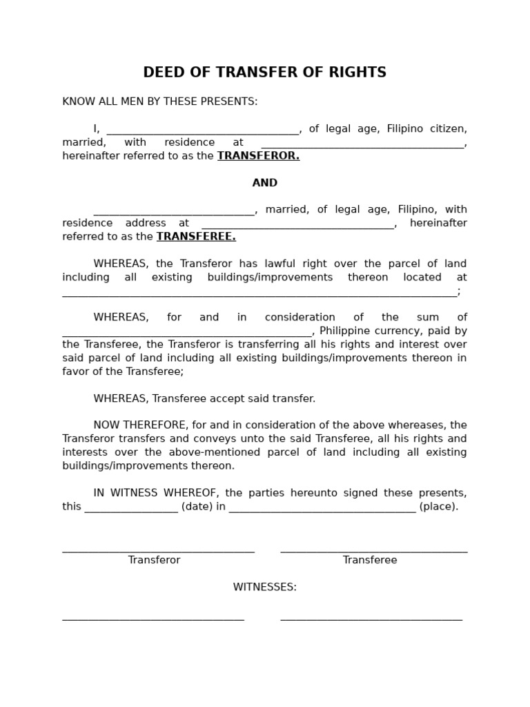 Deed of Land Rights Transfer Agreement | PDF