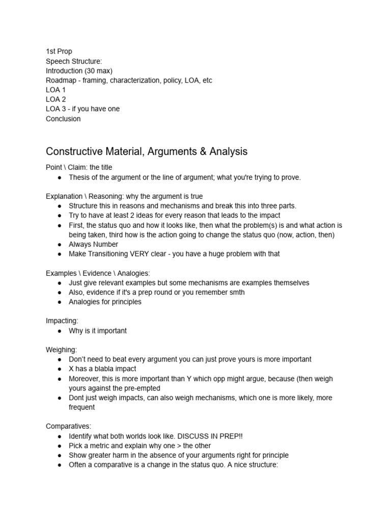 Debate Speech Structure Guide | PDF