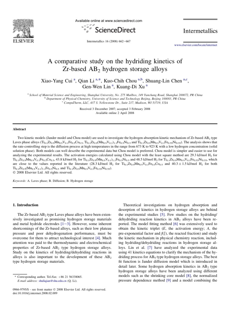 Hydriding Kinetics of Zr-based Alloys | PDF | Activation Energy ...