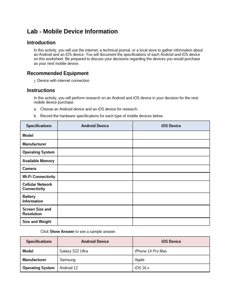 Lab-Mobile Device Information | PDF | Ios | Android (Operating System)