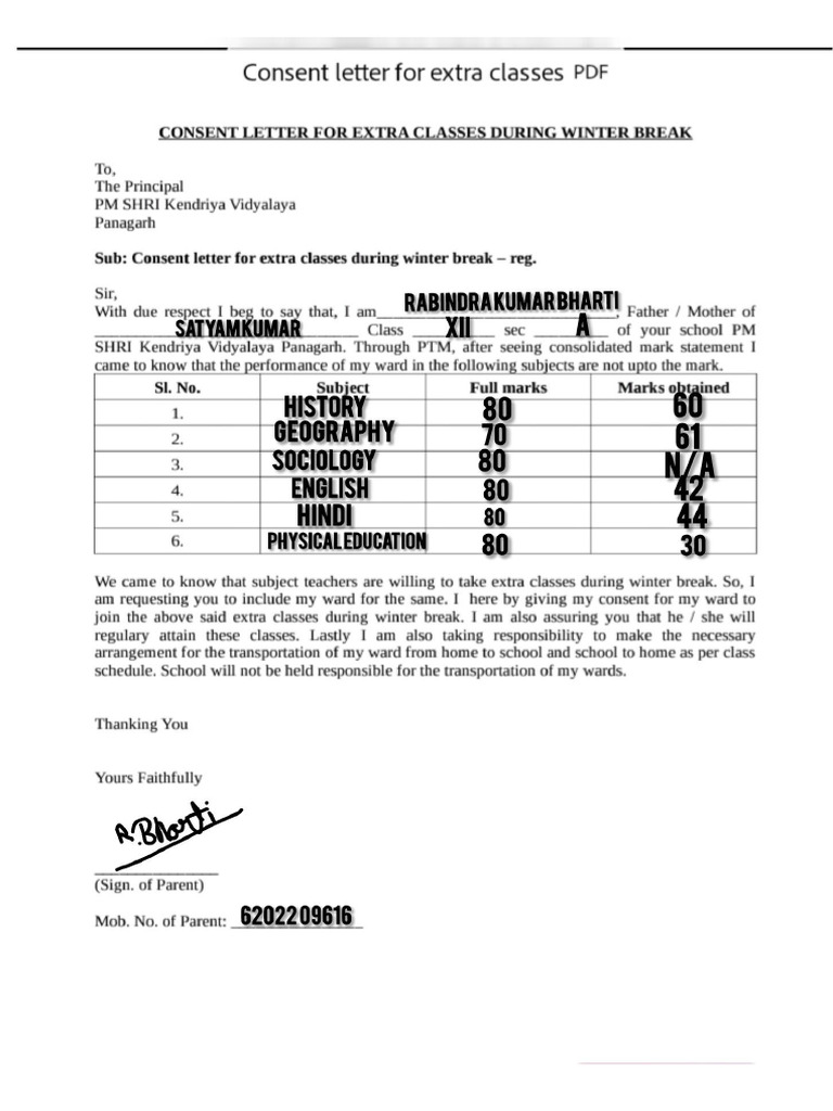 concernt letter satyam kumar | PDF