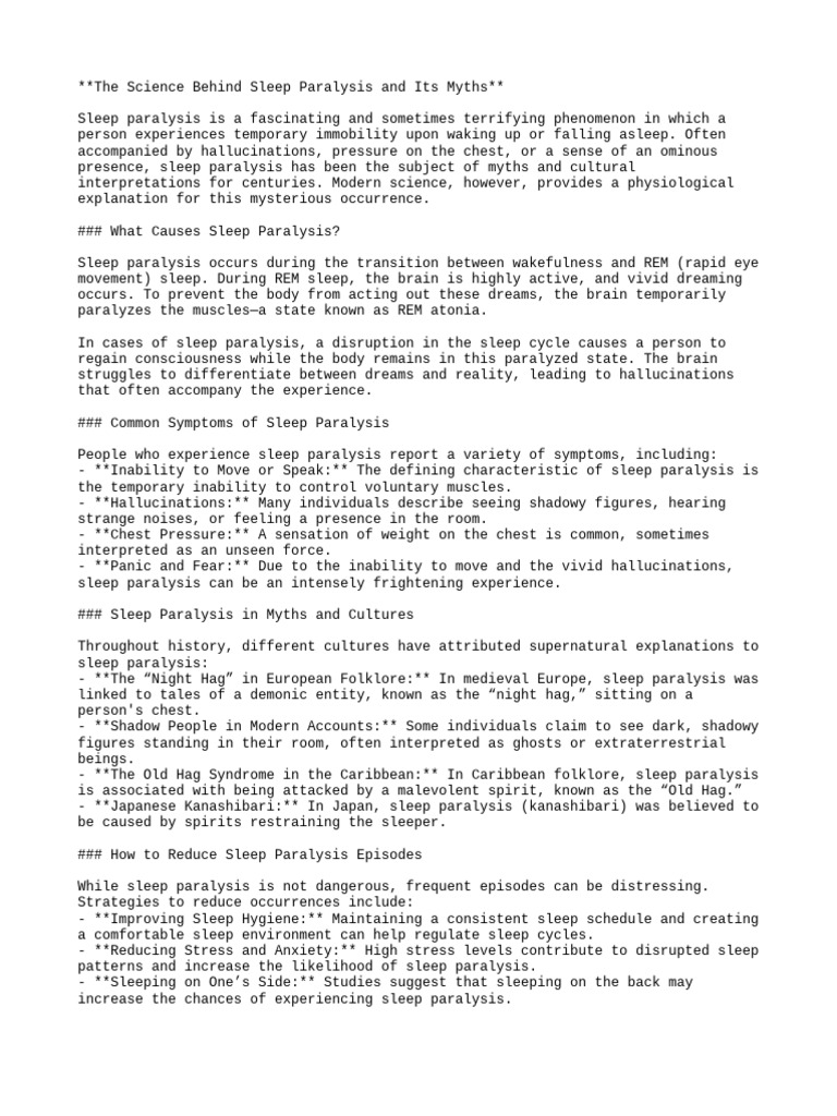 The Science Behind Sleep Paralysis | PDF | Sleep | Neuroscience