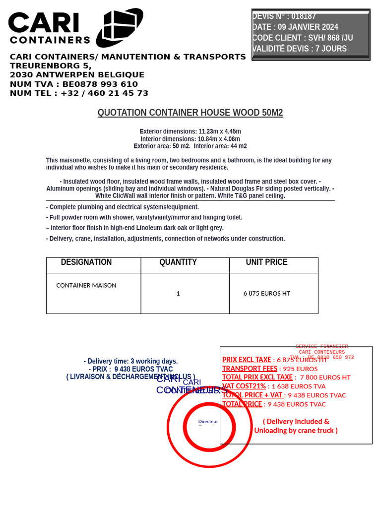 CONTAINER HOUSE WOOD 50M2 | PDF | Building Engineering | Building ...