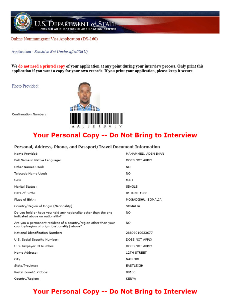 DS-160 Application for Colorado School | PDF | Passport | Travel Visa