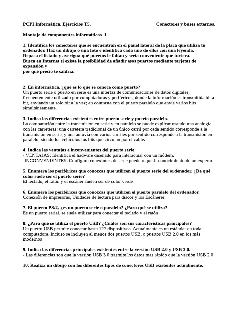 Ejercicio 6 | PDF | USB | Hardware de la computadora