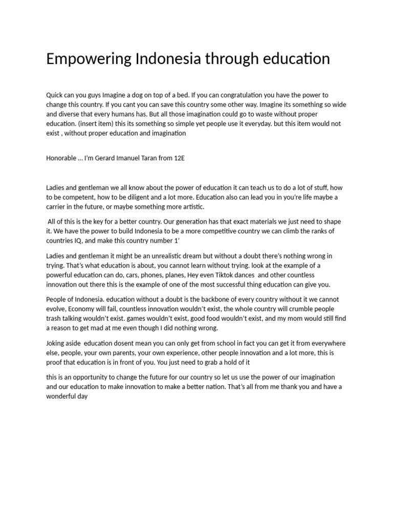 Empowering Indonesia Through Education | PDF
