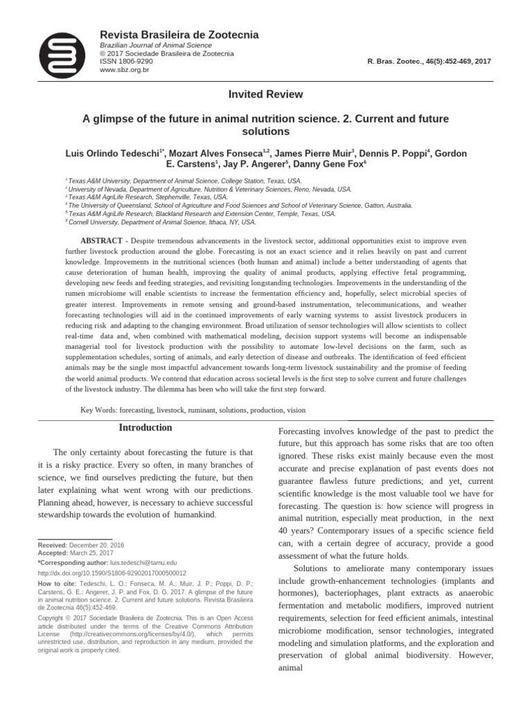 A Glimpse of The Future in Animal Nutrition Science. 2. Current and ...