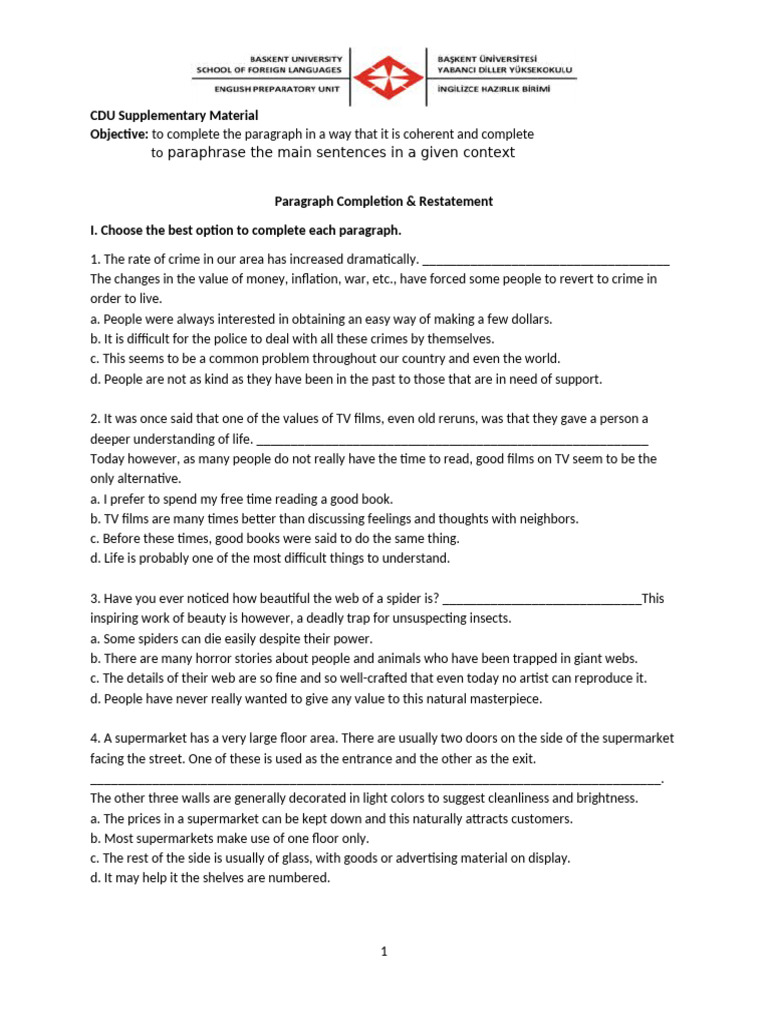 Paragraph Completion Restatement | PDF | Desert