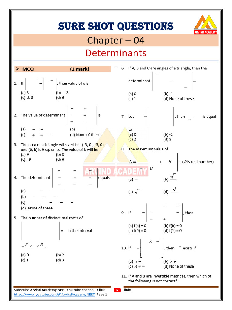 Question Chap 4 Determinant | PDF | Abstract Algebra | Mathematical Analysis