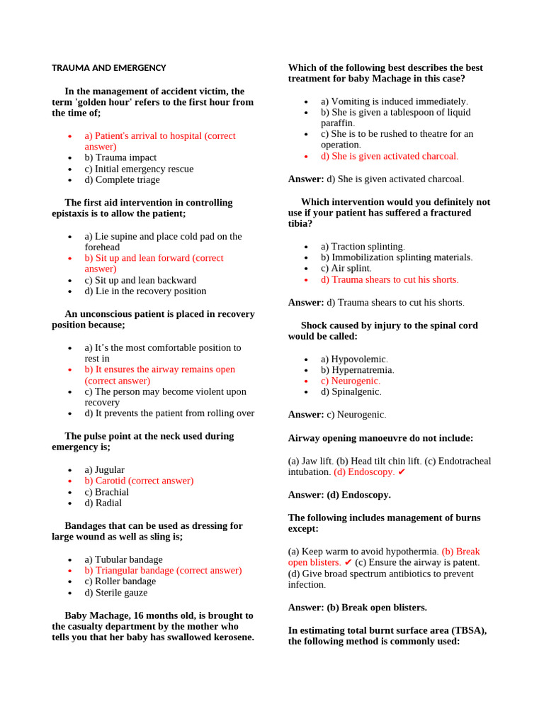 Trauma and Emergency First Aid Guide | PDF | Emergency Department ...