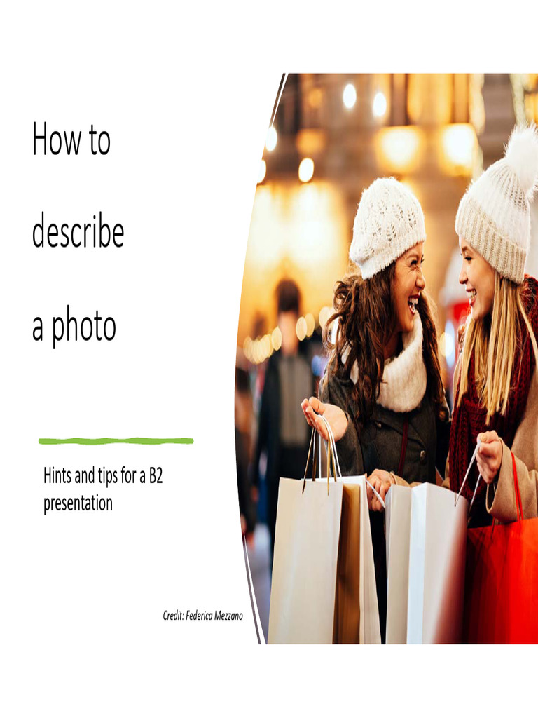 Tips for Describing Photos in B2 English | PDF | Grammar | Linguistics