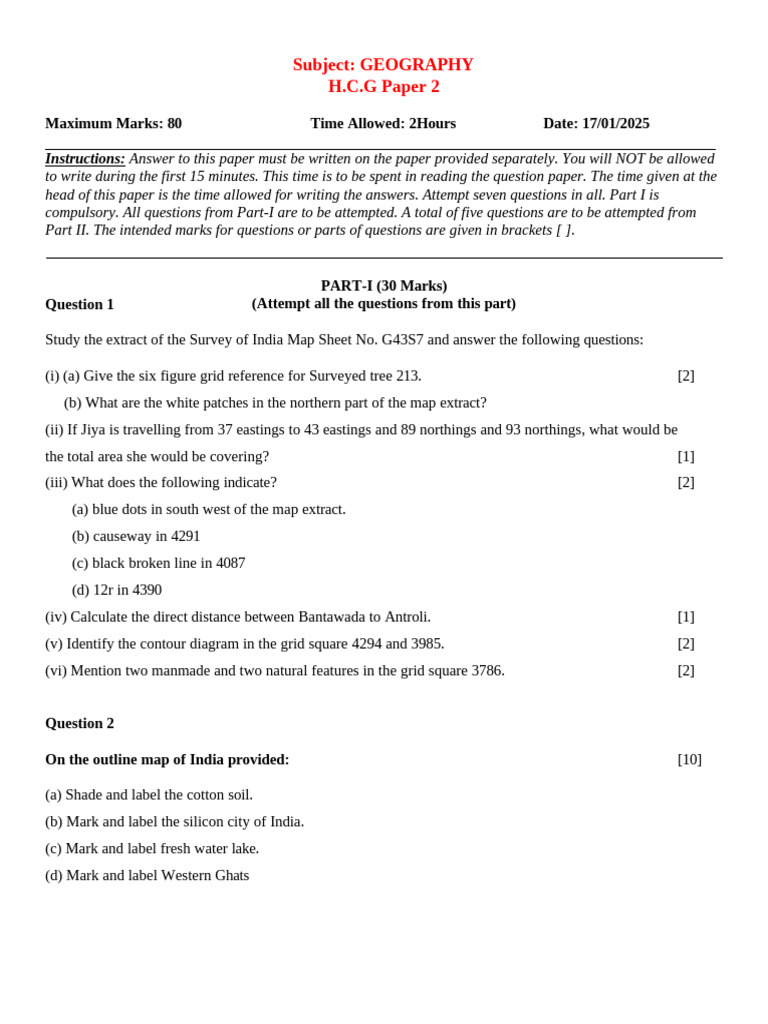 Geography Practice Paper | PDF | Rain | Agriculture