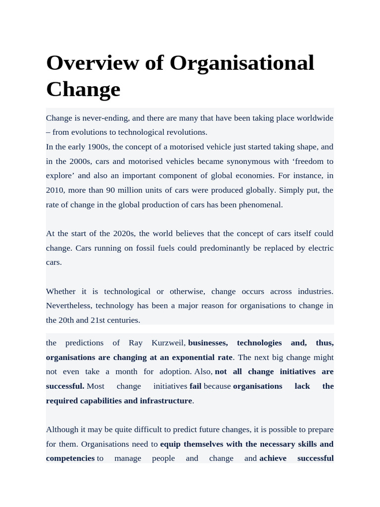 Overview of Organisational Change | PDF | Change Management | Economics