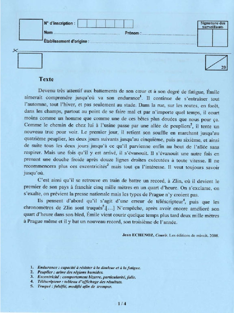 9eme 2017 Epreuve Francais PDF | PDF