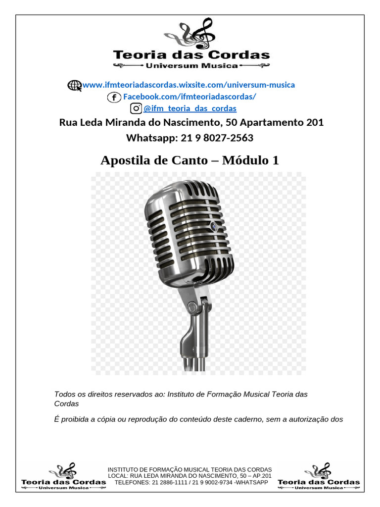 Apostila de Canto - Módulo 1 | PDF