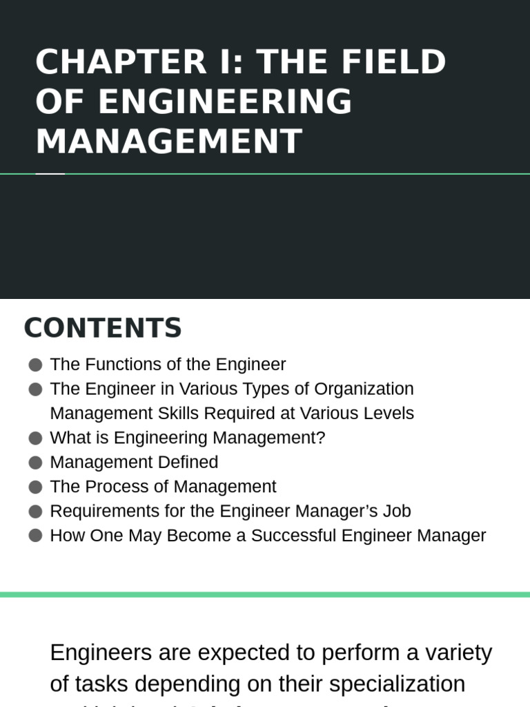Engineering Management Essentials Guide | PDF | Engineer | Engineering