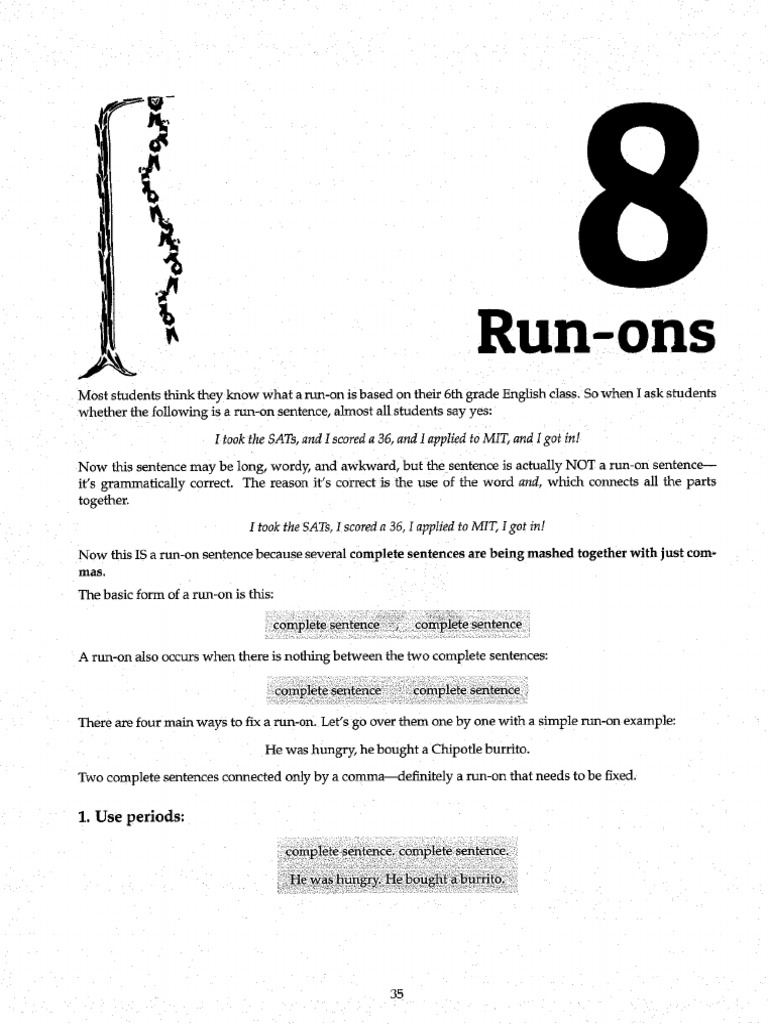 Understanding and Fixing Run-On Sentences | PDF