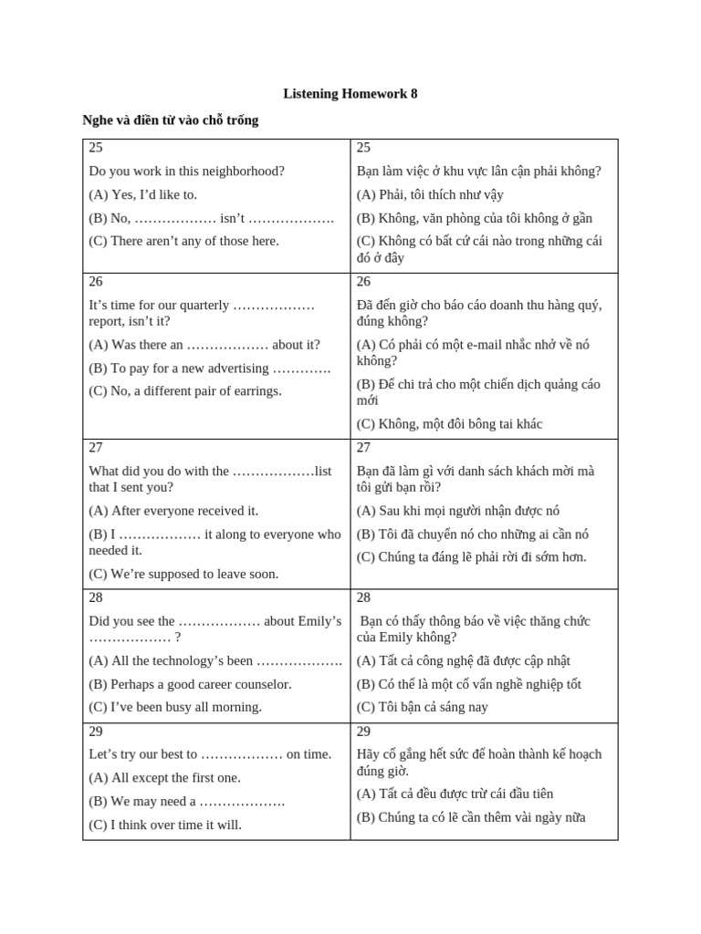 Listening Homework 8 | PDF