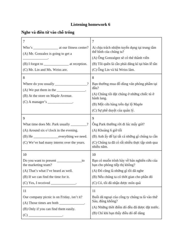 Listening Homework 6 | PDF
