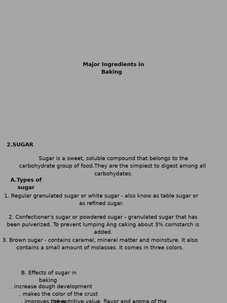 Essential Baking Ingredients: Sugar Types | PDF