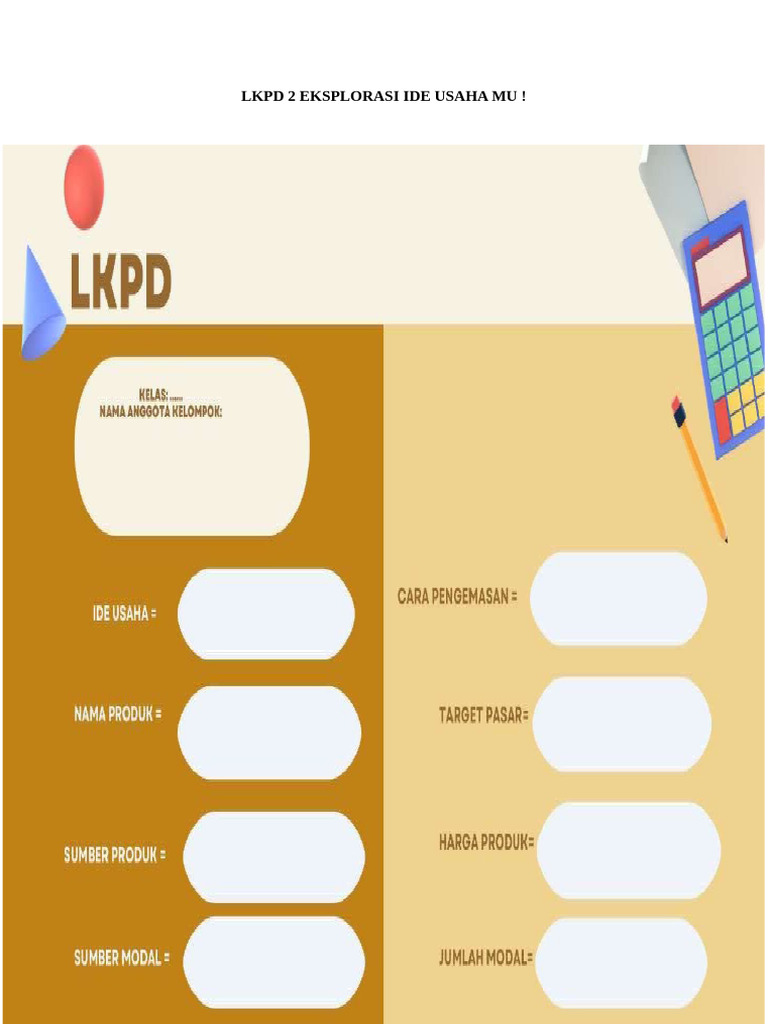 LKPD 2 Project p5 Kewirausahaan Kelas 9 | PDF