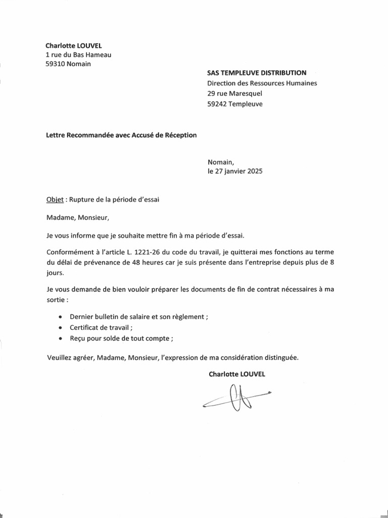 Leclerc - Rupture Pã©riode Essai | PDF