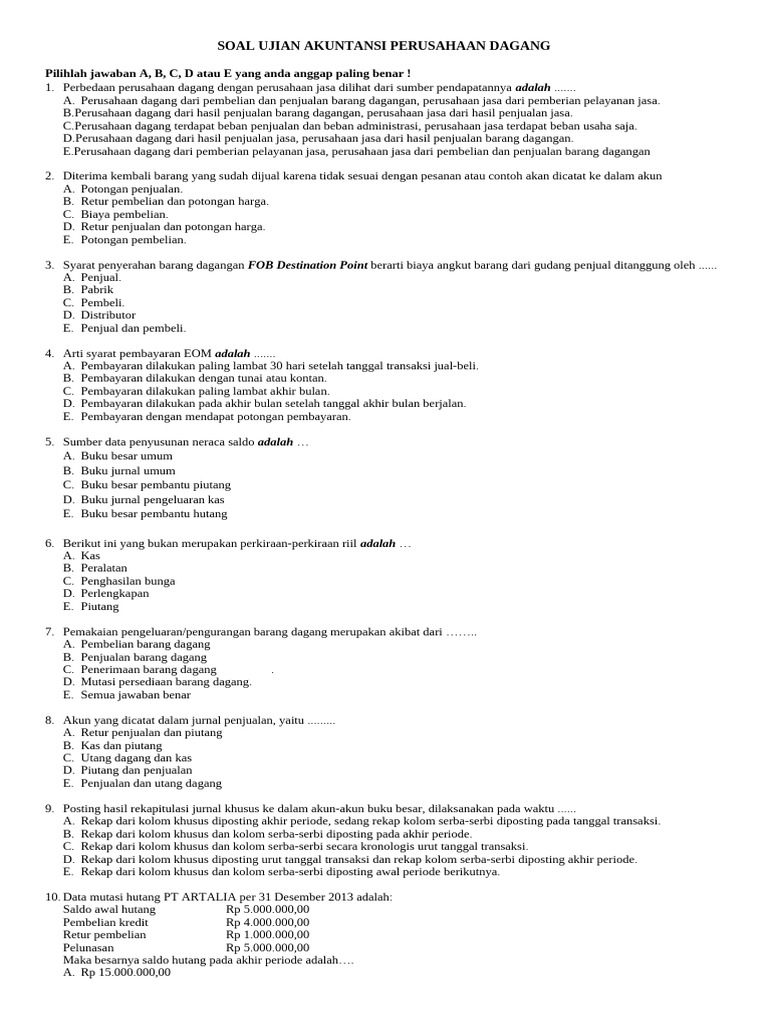 Soal Akuntansi Perusahaan Dagang | PDF