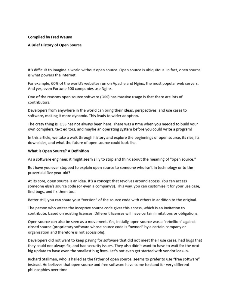 A Brief History of Open Source | PDF | Gnu | Free Software