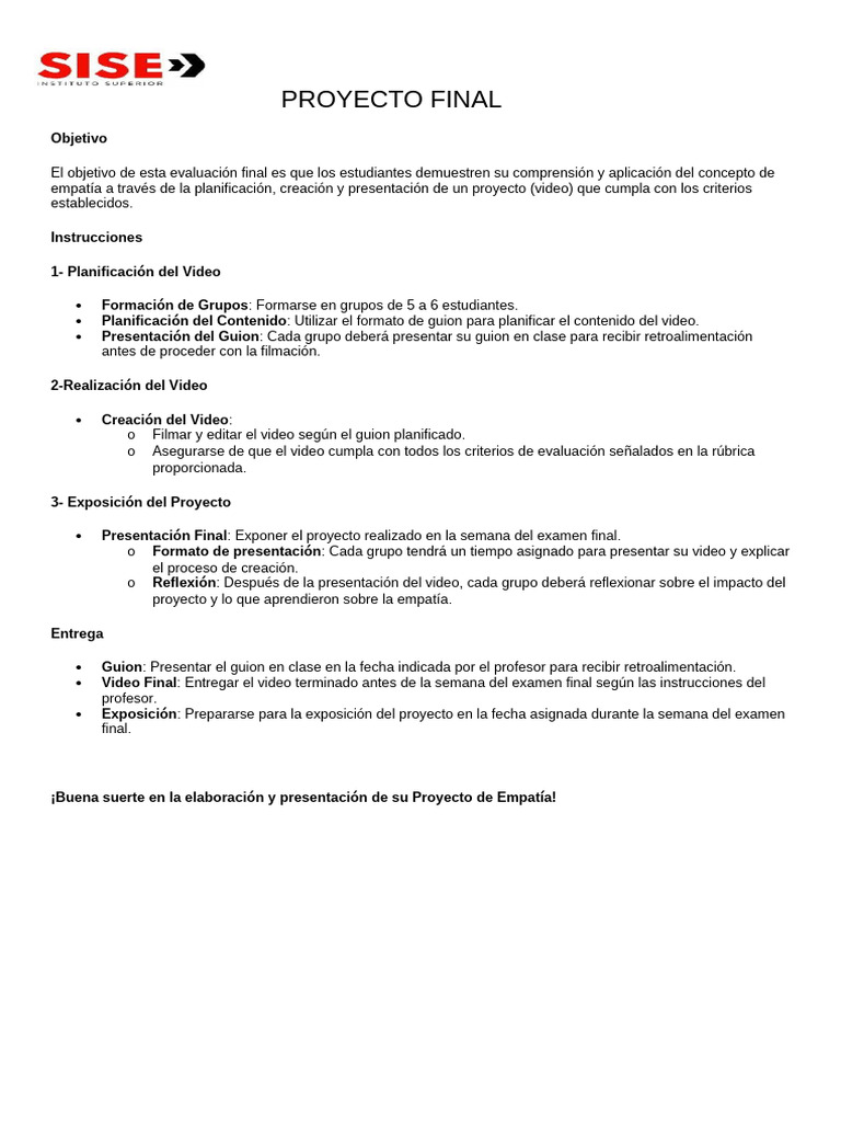 Consigna PROYECTO FINAL | PDF