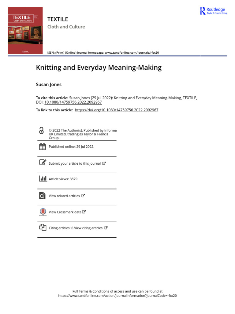 Knitting and Everyday Meaning-Making | PDF | Knitting | Textiles