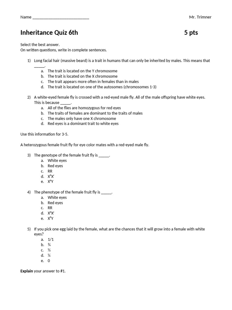 Inheritance_Quiz | PDF
