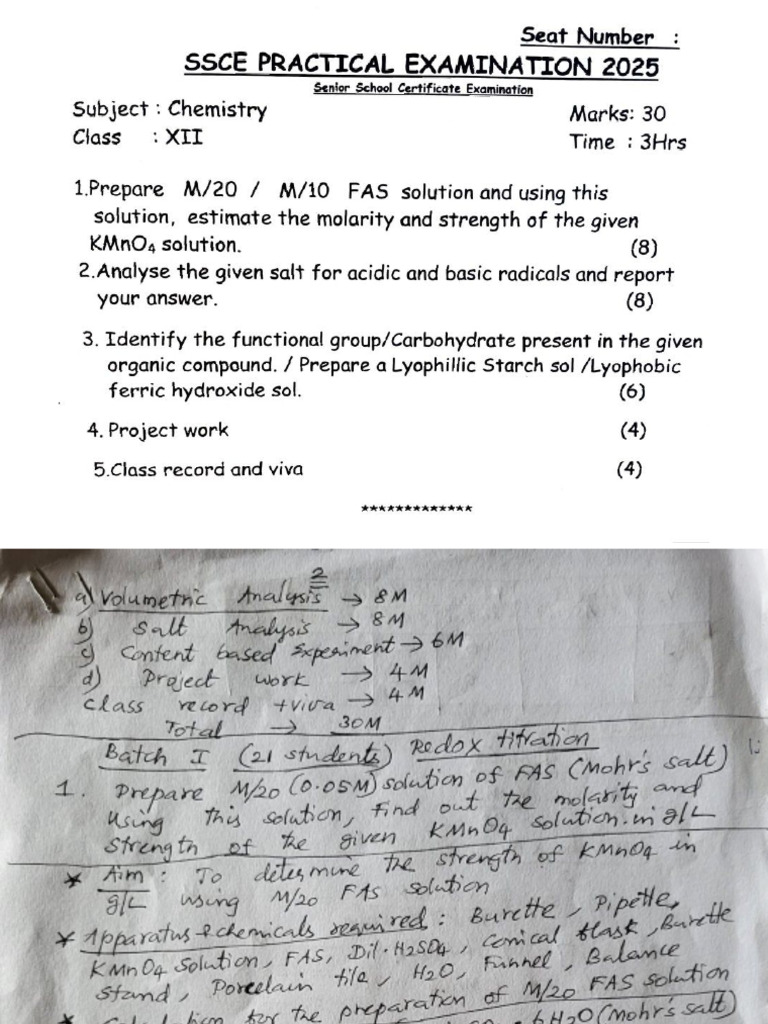 Chemistry Practical Notes | PDF