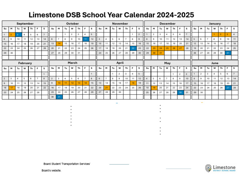 Limestone DSB Calendar 2024-2025 | PDF | Holidays | Observances