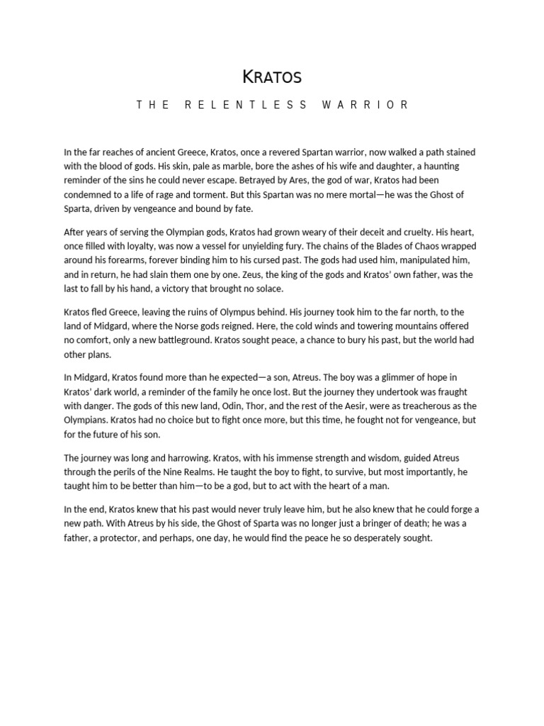 Kratos: From Vengeance to Fatherhood | PDF