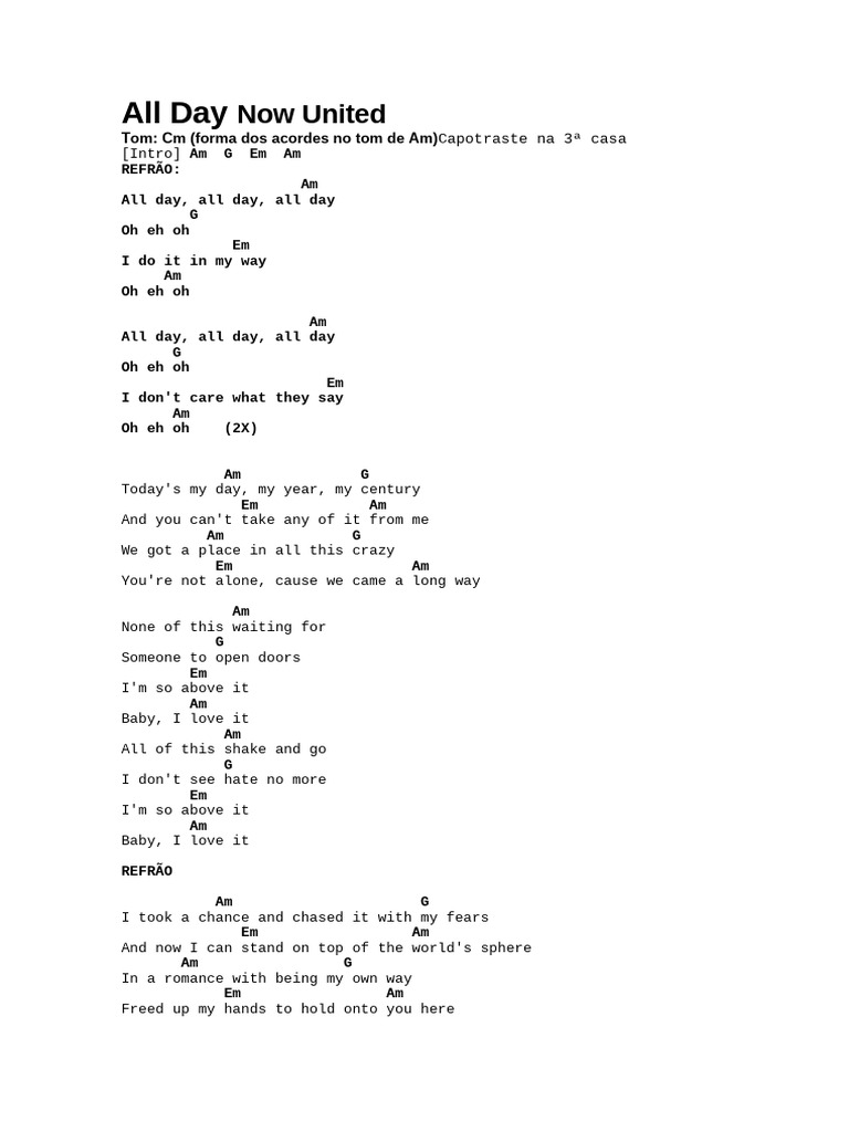 All Day Lyrics by Now United | PDF