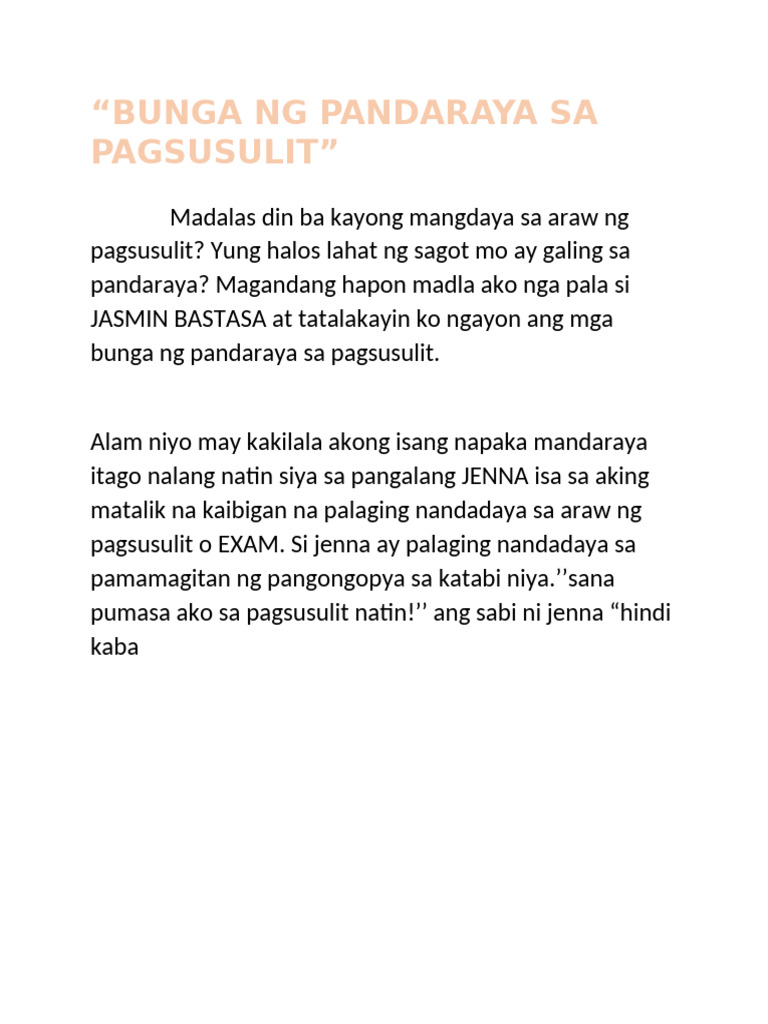 Bunga NG Pandaraya Sa Pagsusulit | PDF