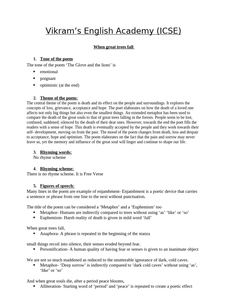 LMR - When Great Trees Fall | PDF | Poetry | Rhyme