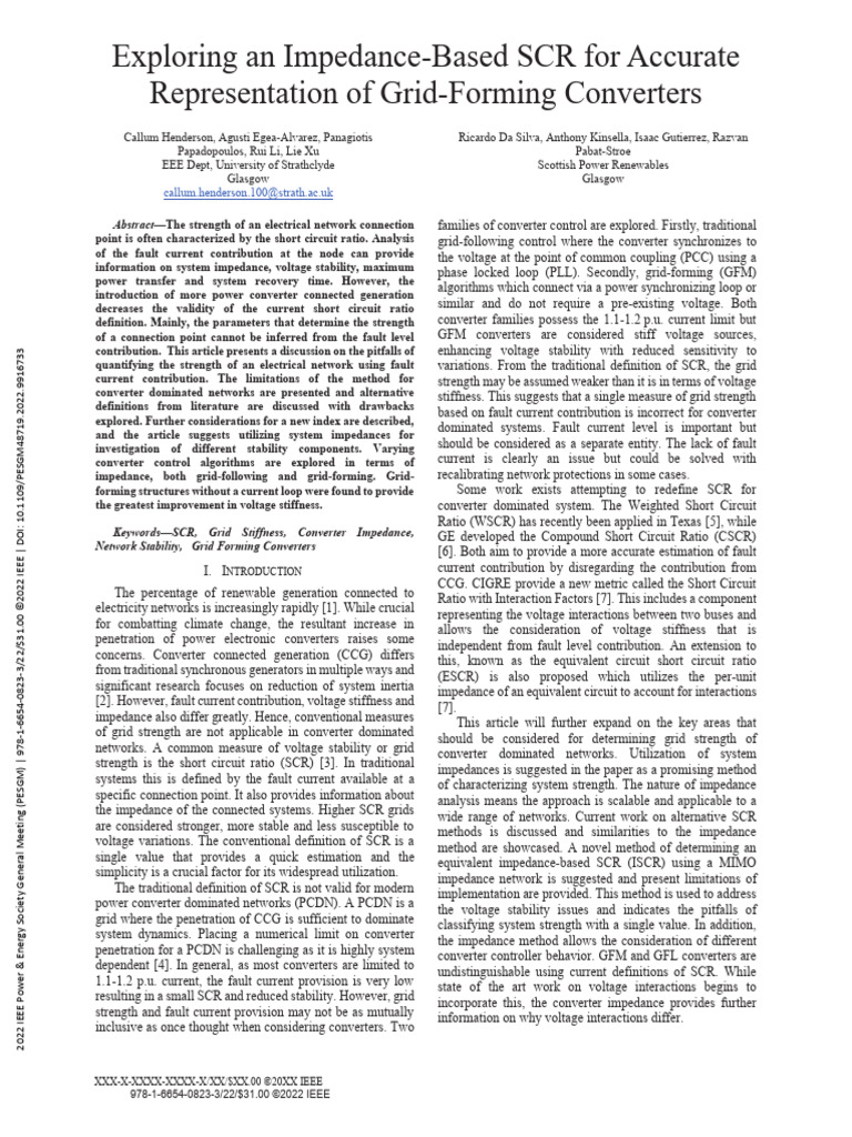 Exploring An Impedance-Based SCR For Accurate Representation of Grid ...