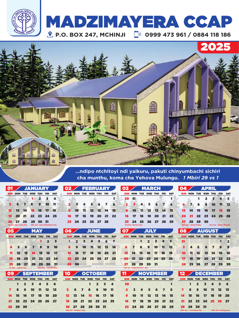 MADZIMAYELA CCAP 2025 Calendar | PDF | Christian Festivals And Holy Days | Holidays