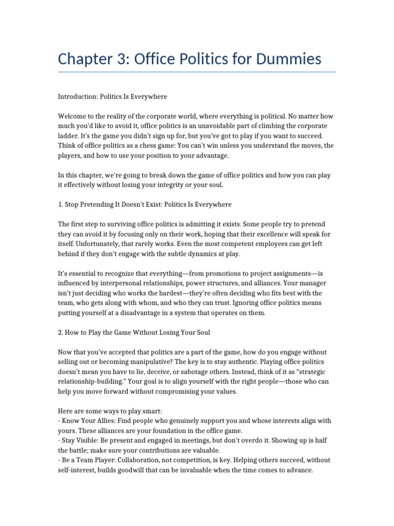Chapter_3_Office_Politics_for_Dummies | PDF | Social Psychology