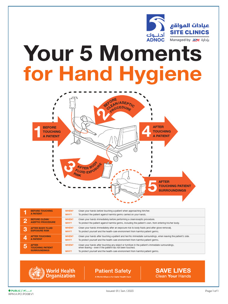 5 Moments For Hand Hygiene Poster A4 Type A, B, C | PDF | Medicine ...