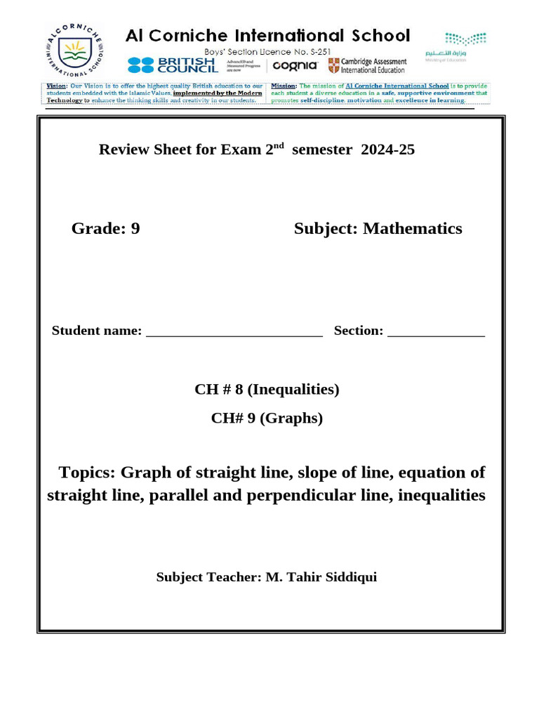 Grade 9 Math Exam Review | PDF